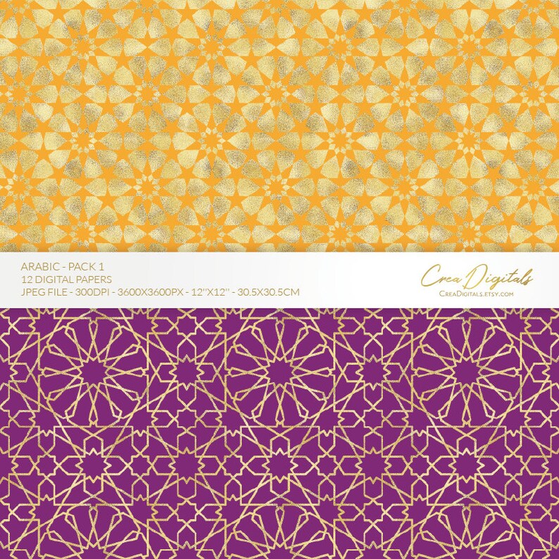 Arabic Pattern, Colorful 12 Digital Paper Pack 1, Pink Seamless ...