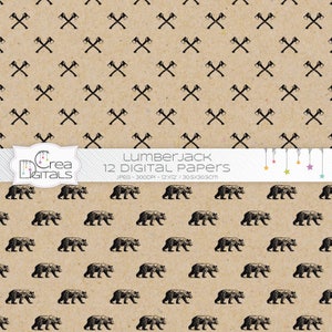 Rustic Lumberjack Buffalo Plaid, 12 Wild Woodland Digital Papers ...