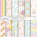 Unicorn Pastel Rainbow Papers Gold Glitter Unicorn Pattern | Etsy