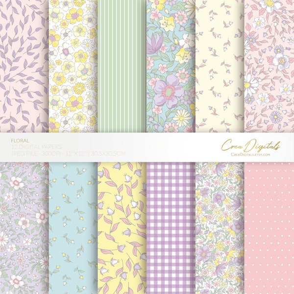 Floral Digital Paper - Etsy