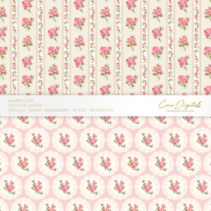 Shabby Chic Digital Paper, Beige and Coral Seamless Floral Pattern ...