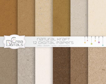 Digital Paper Pack Kraft Texture Digital Paper Colored Kraft Papers ...