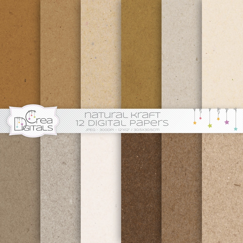 Natural Kraft Texture 12 Digital Papers INSTANT DOWNLOAD - Etsy