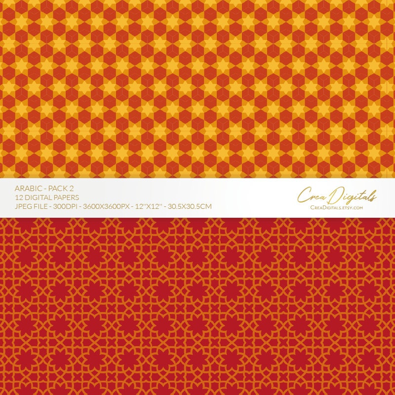 Arabic Pattern Colorful 12 Digital Paper Pack 2 Seamless - Etsy