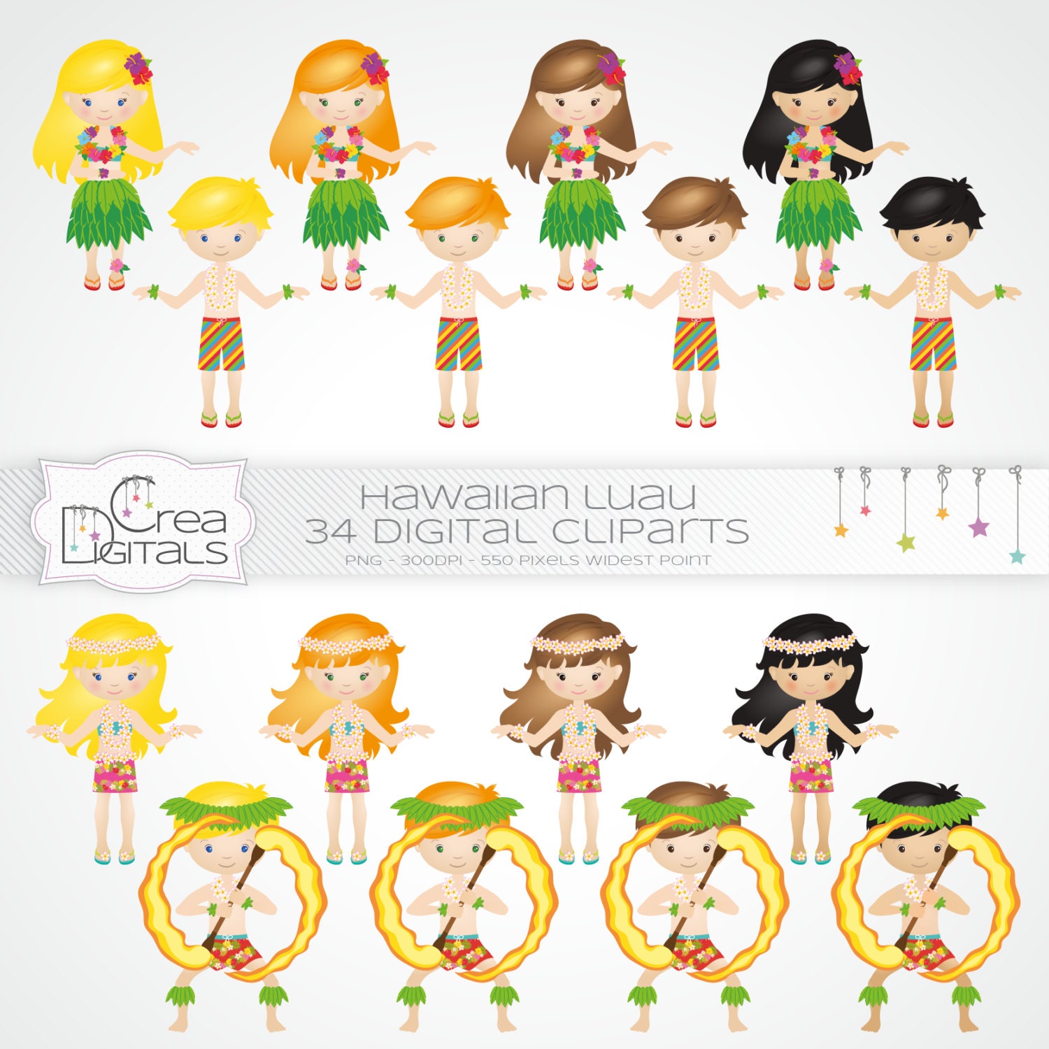 Hawaiian Summer Luau 34 Cliparts INSTANT DOWNLOAD | Etsy