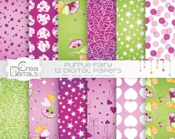 Fairy 12 Pink Digital Papers INSTANT DOWNLOAD | Etsy