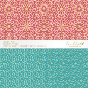 Arabic Pattern, Colorful 12 Digital Paper Pack 1, Pink Seamless ...