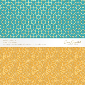 Arabic Pattern, Colorful 12 Digital Paper Pack 1, Pink Seamless ...