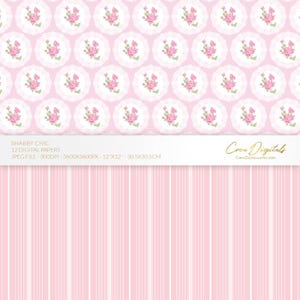 Shabby Chic Digital Paper, Pink Seamless Floral Pattern, Vintage ...