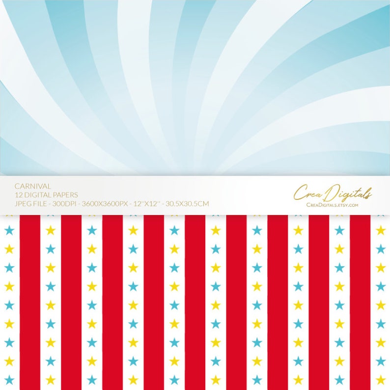 Carnival and Circus Digital Paper Red and Blue Seamless - Etsy