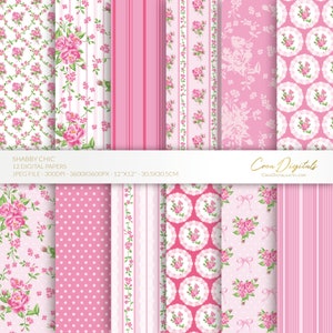 Shabby Chic Digital Paper, Pink Seamless Floral Pattern, Vintage ...