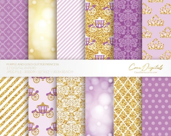 Glitter Fairy Princess 12 Pink and Gold Digital Papers | Etsy