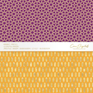 Arabic Pattern, Colorful 12 Digital Paper Pack 1, Pink Seamless ...