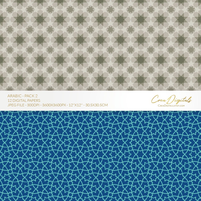 Arabic Pattern, Colorful 12 Digital Paper Pack 2, Seamless Moroccan ...