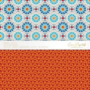 Arabic Pattern, Colorful 12 Digital Paper Pack 1, Seamless Moroccan ...