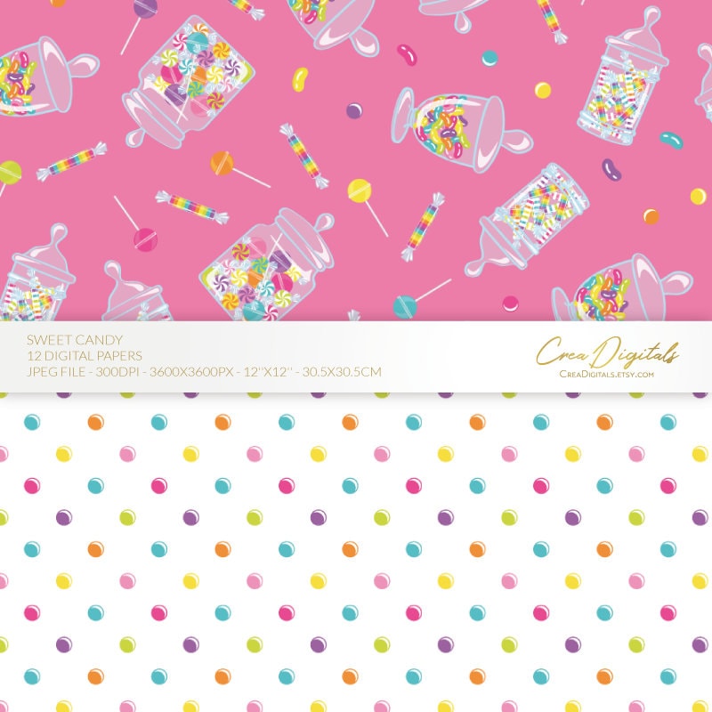 Sweet Candy Shop Digital Paper Pink Seamless Pattern Rainbow - Etsy