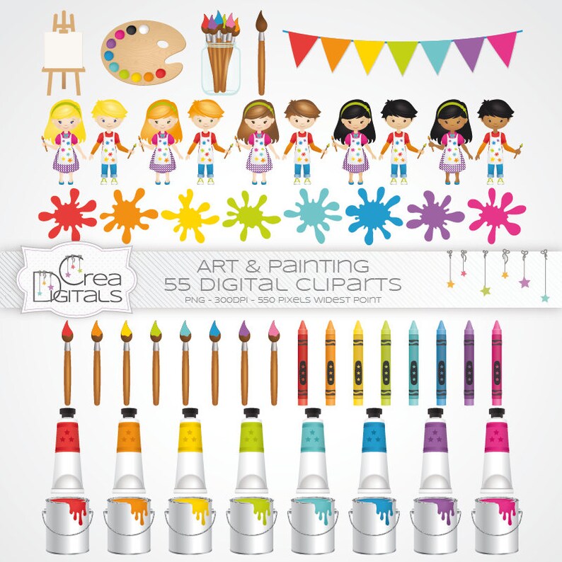 Art Party Cliparts Little Artists Cliparts Painting Party - Etsy
