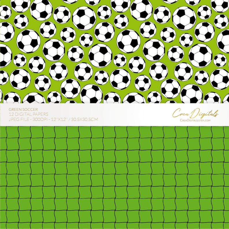 Green Soccer Digital Papers Seamless Pattern Football - Etsy