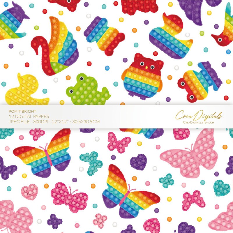 Pop It Digital Paper Rainbow Seamless Pattern Pop Fidget | Etsy