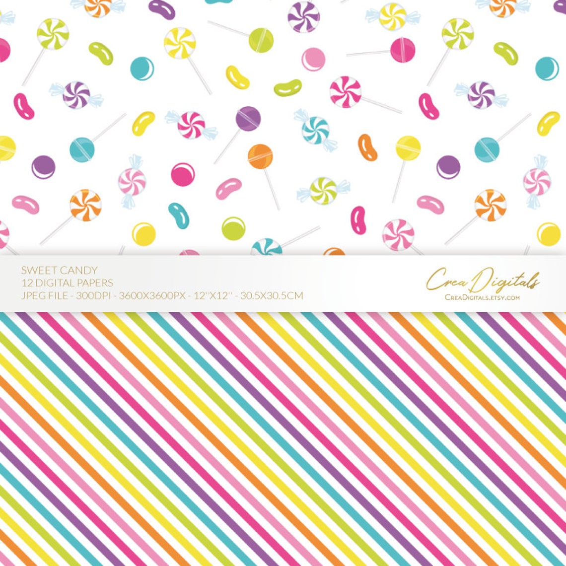 Sweet Candy Shop Digital Paper Pink Seamless Pattern Rainbow - Etsy