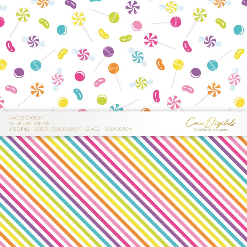 Sweet Candy Shop Digital Paper Pink Seamless Pattern Rainbow - Etsy