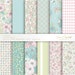 Floral Digital Paper, Turquoise, Pink and Green Seamless Pattern, Ditsy ...
