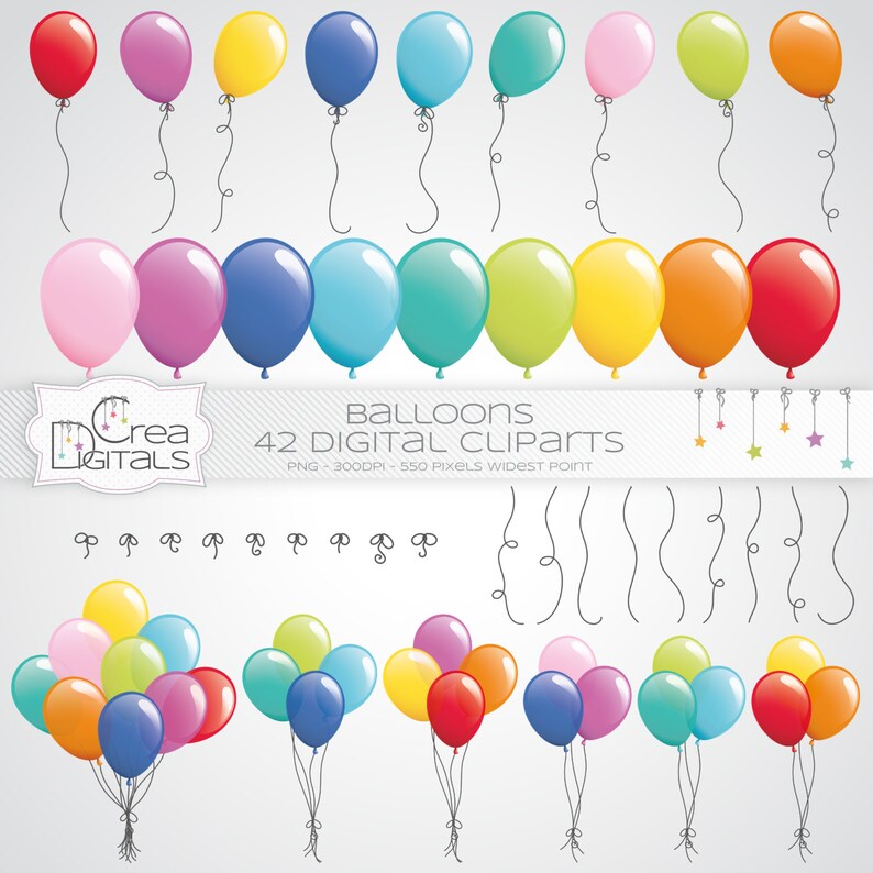Balloons 42 digital cliparts INSTANT DOWNLOAD | Etsy