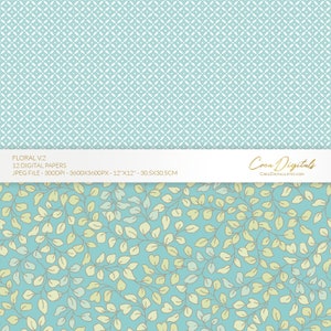 Floral Digital Paper, Turquoise, Pink and Green Seamless Pattern, Ditsy ...