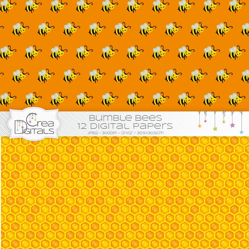 Bumble Bees 12 Yellow Digital Papers DIRECT DOWNLOAD - Etsy