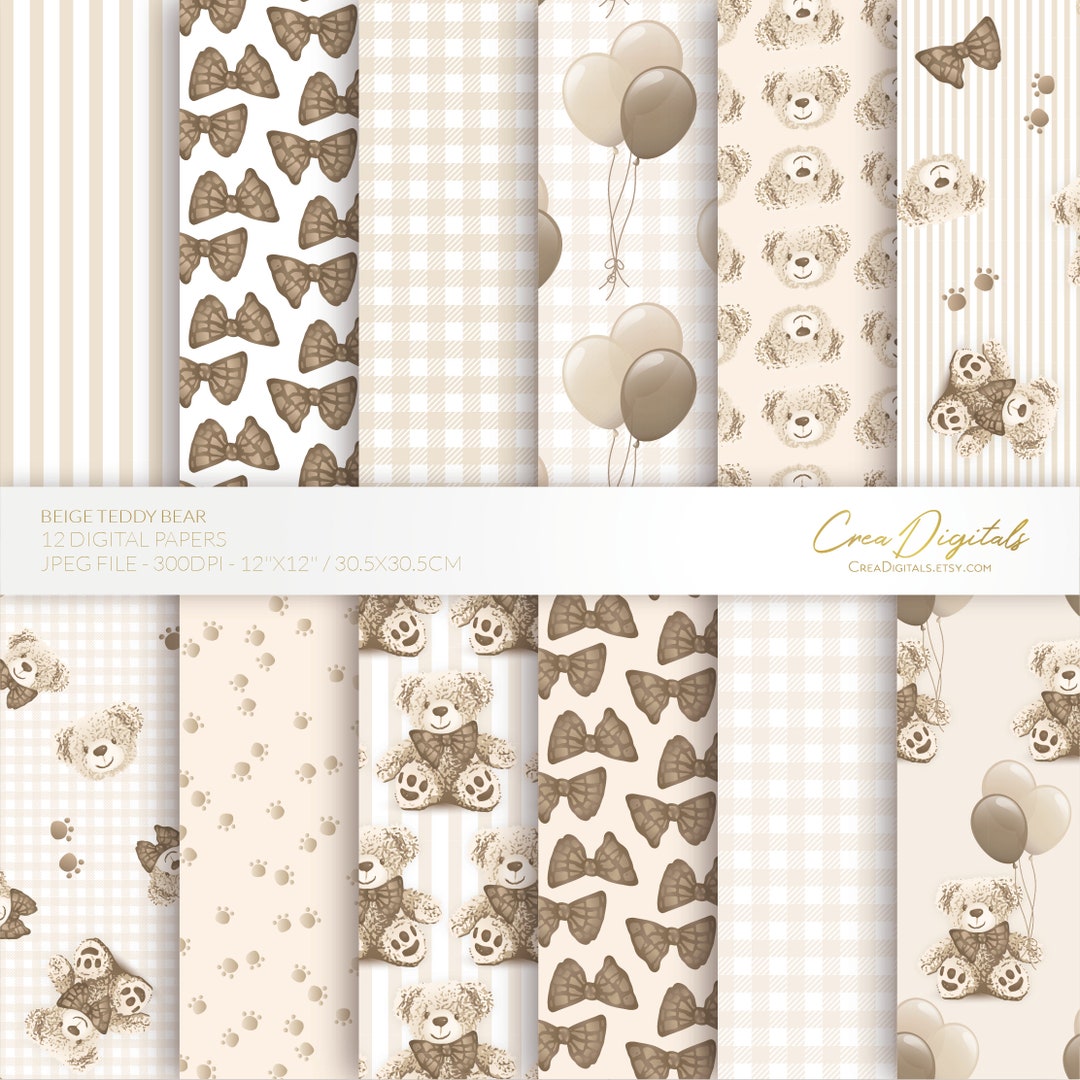 Teddy Bear, 12 Beige Seamless Digital Papers, INSTANT DOWNLOAD - Etsy