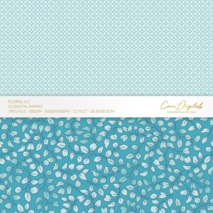 Floral Digital Paper, Blue, Aqua and Pink Seamless Pattern, Ditsy ...