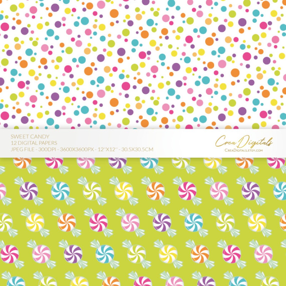 Sweet Candy Shop Digital Paper Pink Seamless Pattern Rainbow - Etsy