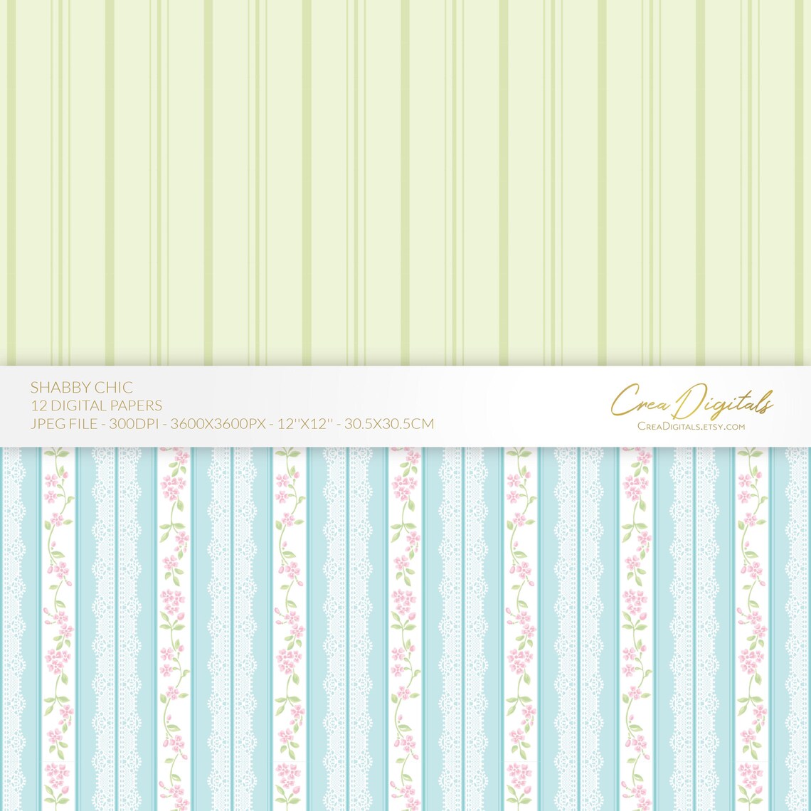 Shabby Chic Digital Paper, Turquoise and Pink Seamless Floral Pattern ...
