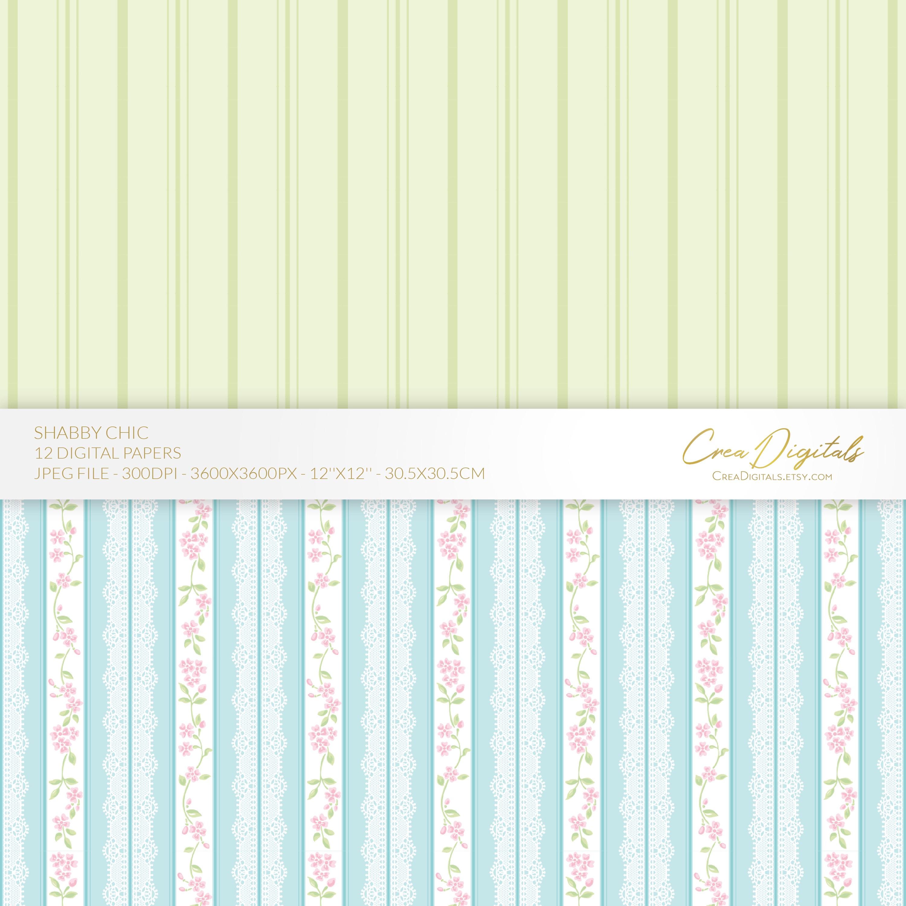Shabby Chic Digital Paper, Turquoise and Pink Seamless Floral Pattern ...