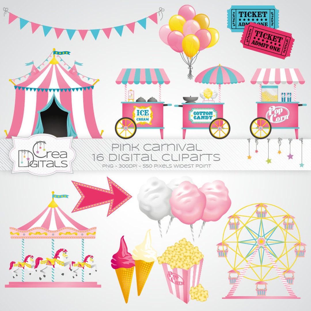 Pink Carnival / Circus 16 Digital Cliparts INSTANT DOWNLOAD - Etsy