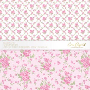 Shabby Chic Digital Paper, Pink Seamless Floral Pattern, Vintage ...