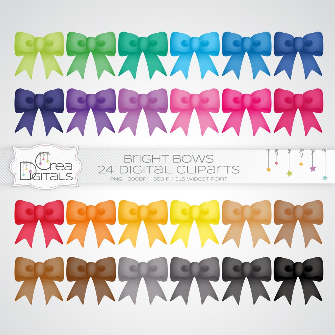Bright Bows, 24 Digital Cliparts, INSTANT DOWNLOAD - Etsy