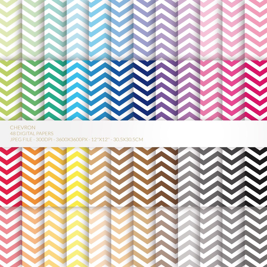 Chevrons Digital Pattern, 50 Printable Papers, Rainbow Repeating ...