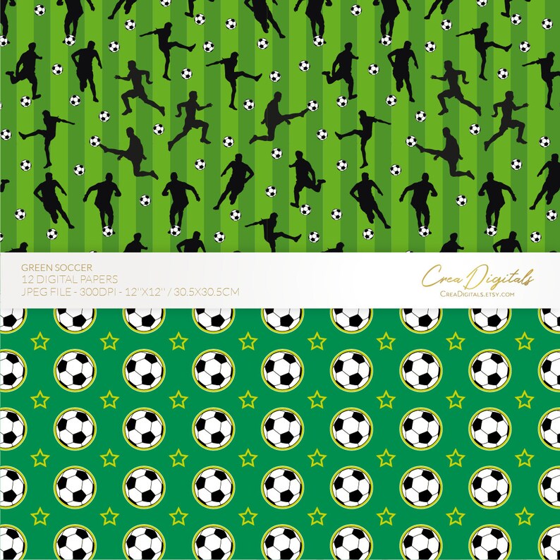 Green Soccer Digital Papers Seamless Pattern Football - Etsy
