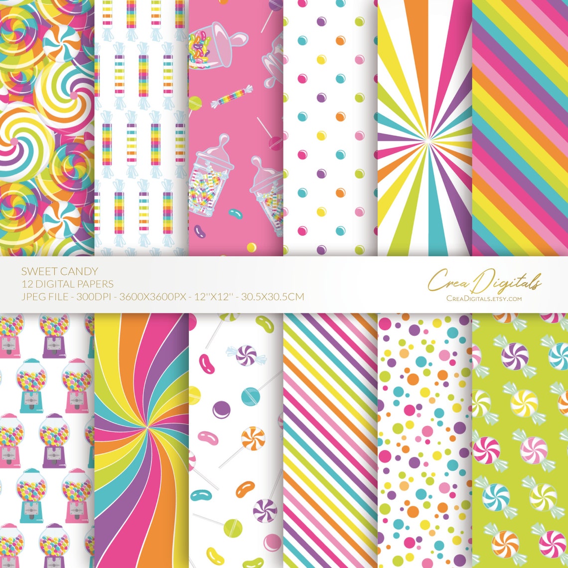 Sweet Candy Shop Digital Paper Pink Seamless Pattern Rainbow - Etsy