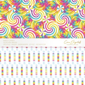 Sweet Candy Shop Digital Paper, Pink Seamless Pattern, Rainbow Lollipop ...