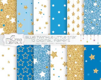 Pink and Gold Glitter Twinkle Little Star Digital Papers | Etsy