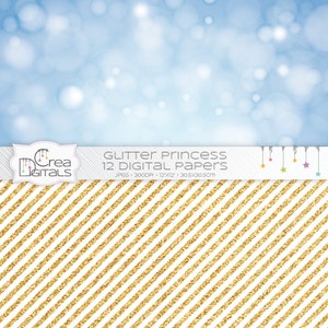 Glitter Fairy Princess - 12 Blue and Gold Digital Papers - INSTANT ...