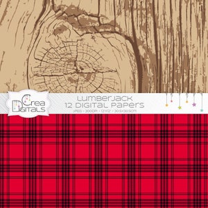 Rustic Lumberjack Buffalo Plaid, 12 Wild Woodland Digital Papers ...