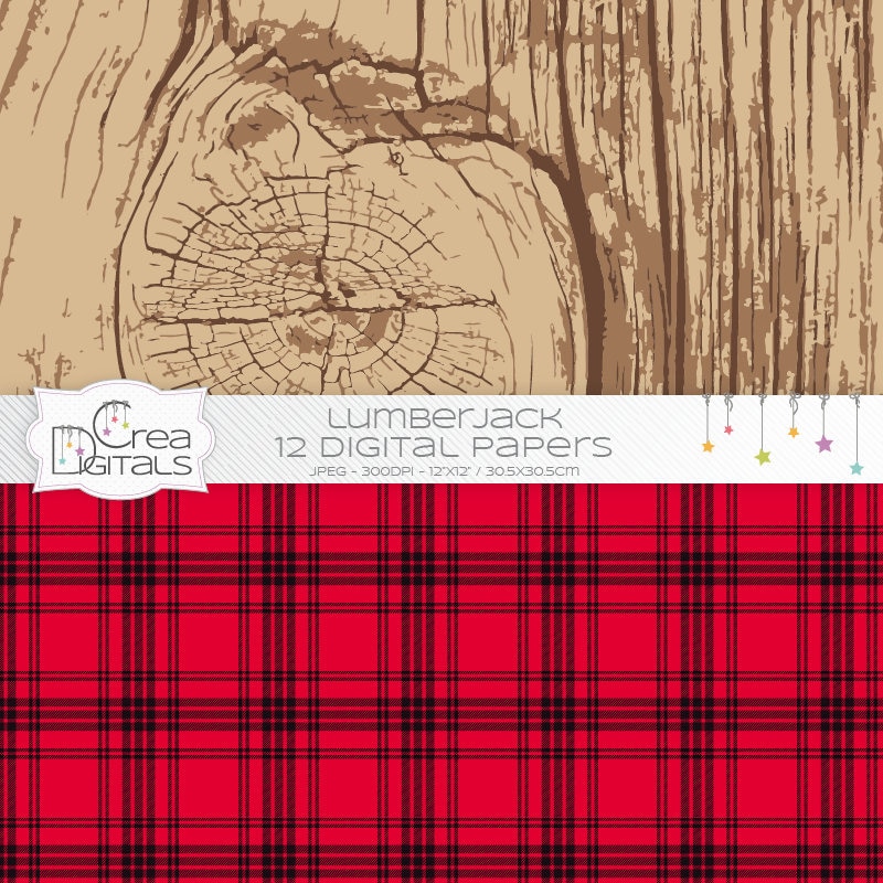 Rustic Lumberjack Buffalo Plaid 12 Wild Woodland Digital - Etsy