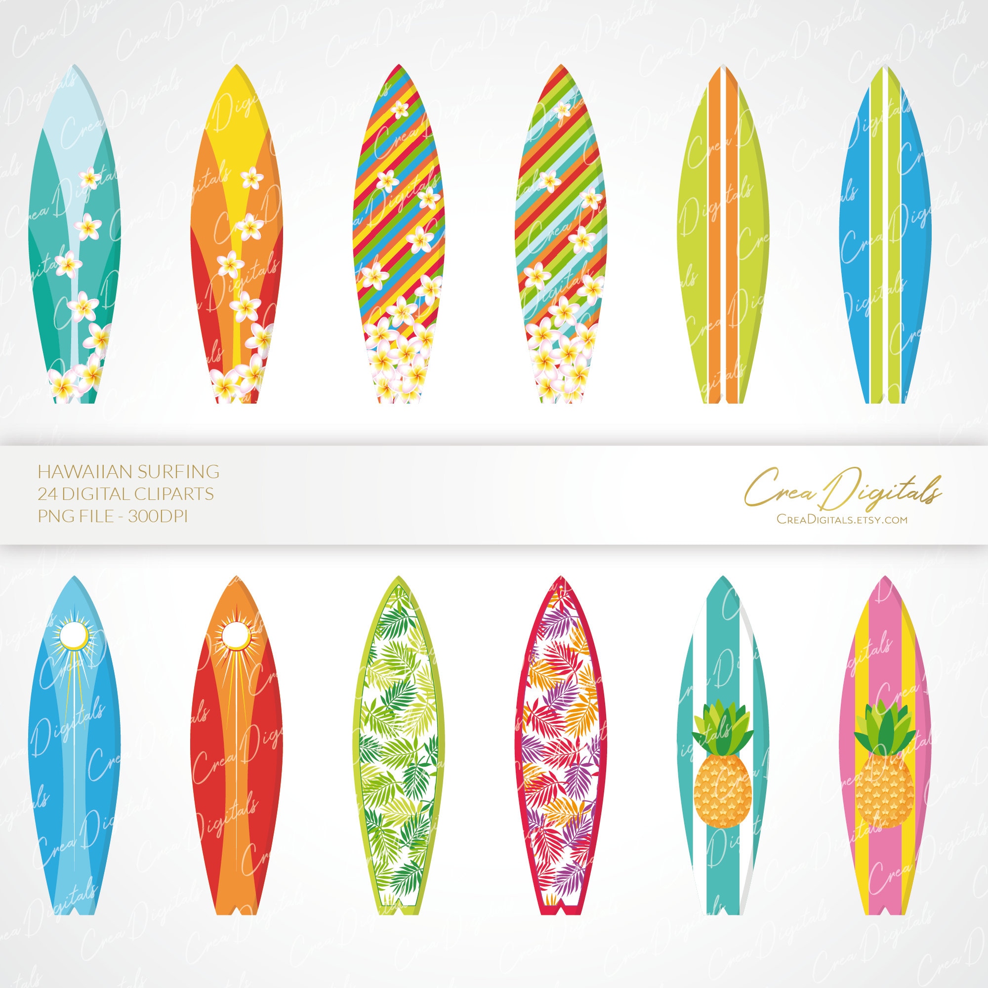 Hawaiian Surfboards Clip Art