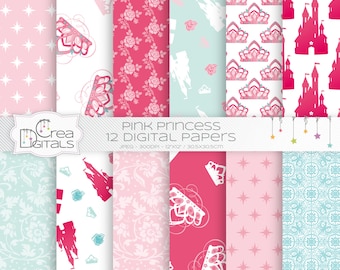 Pink Princess Digital Paper - Backgrounds - Personal and Commercial Use ...