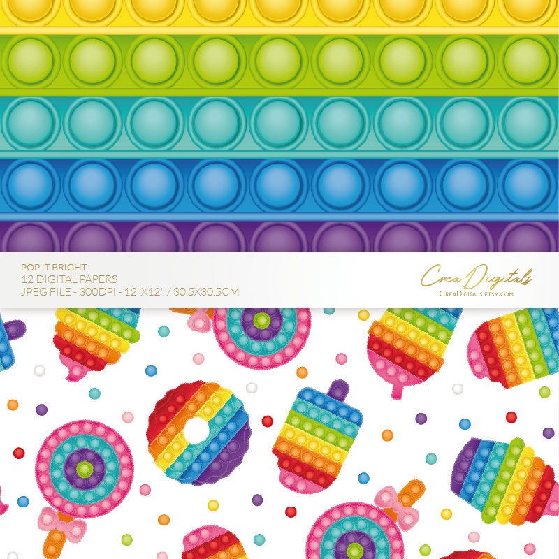 Pop It Digital Paper Rainbow Seamless Pattern Pop Fidget | Etsy
