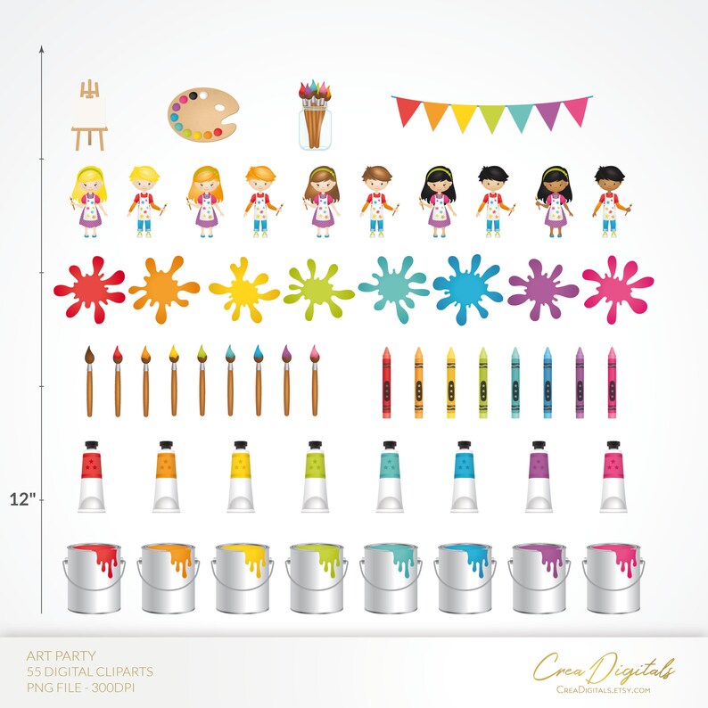 Art Party Cliparts Little Artists Cliparts Painting Party - Etsy