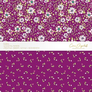 Floral Digital Paper,teal, Hot Pink, Teal and Purple Seamless Pattern ...